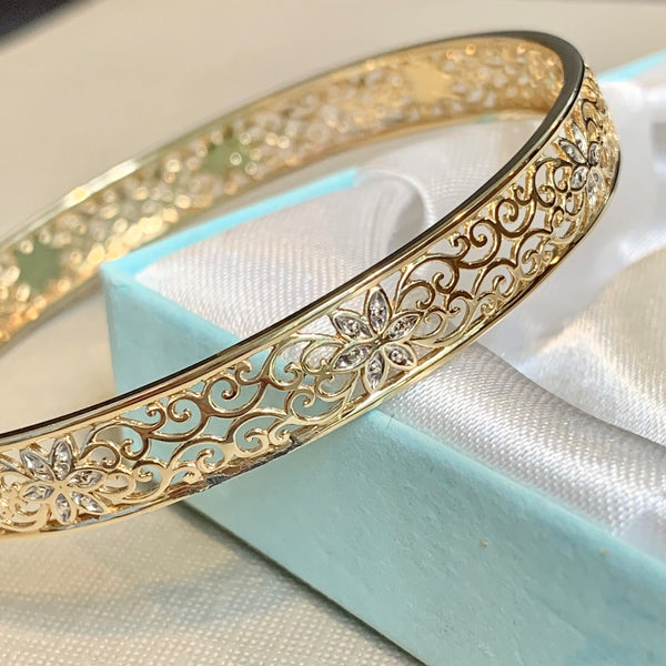9ct Two-Tone Gold Filigree Bangle - G7508 | Jewel of the Bay
